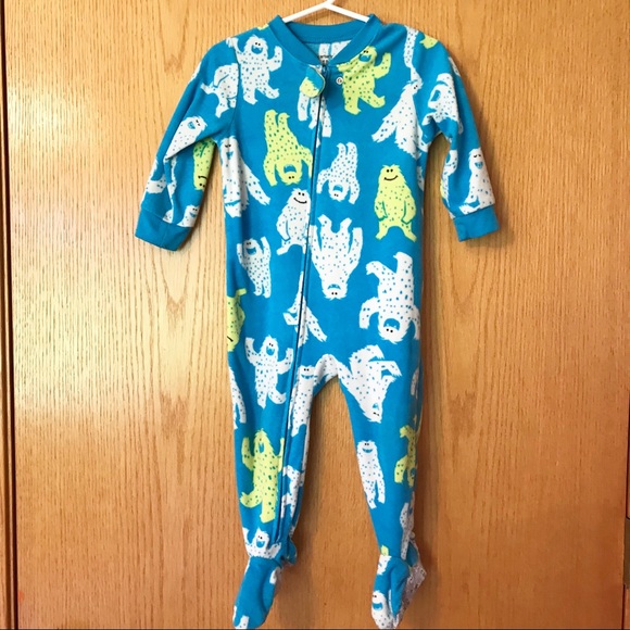 Carter's | Pajamas | Monster And Puppy Fleece Footed Pajamas 8m | Poshmark